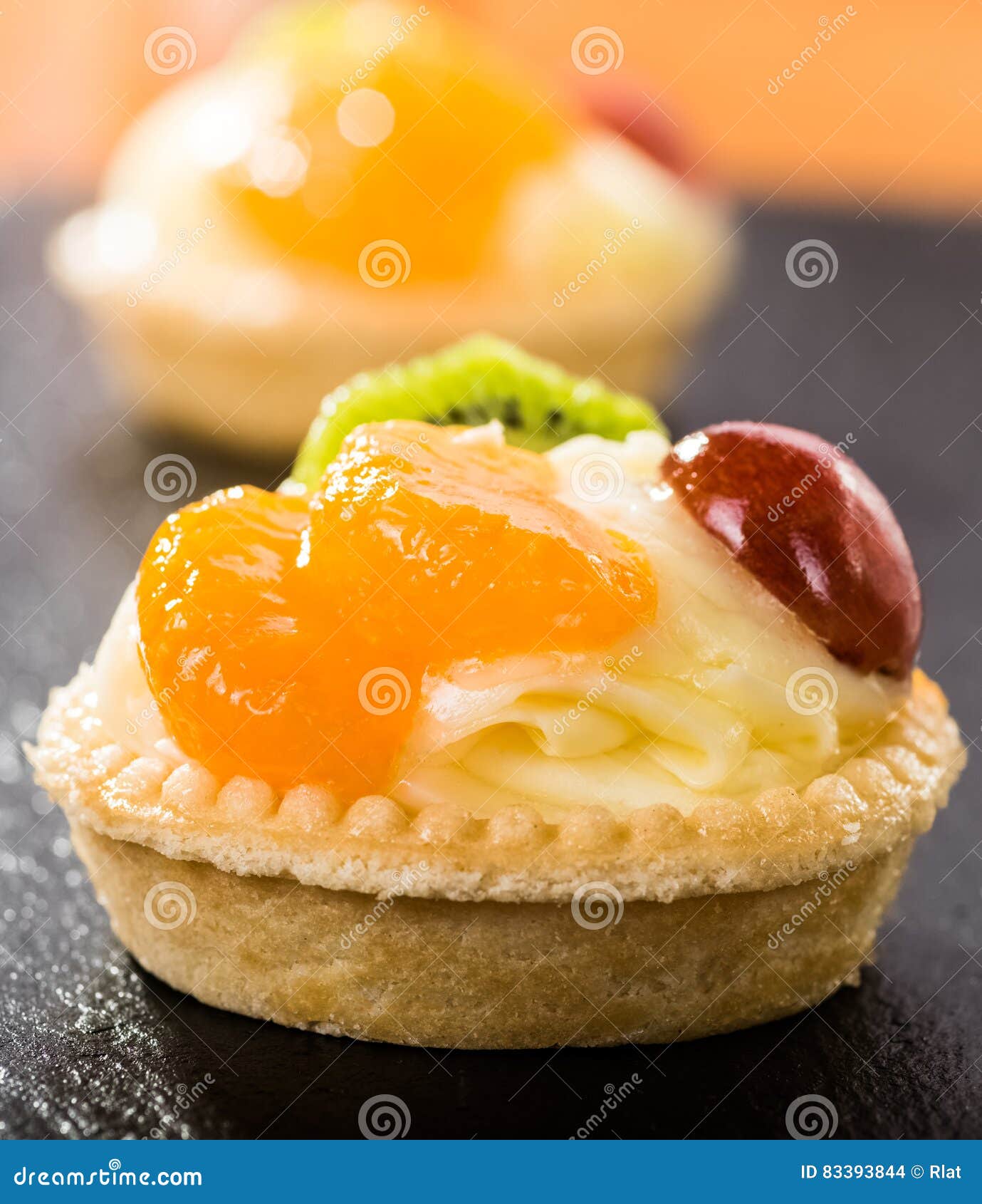 Mini tart with pudding stock photo. Image of pastry, mandarins - 83393844