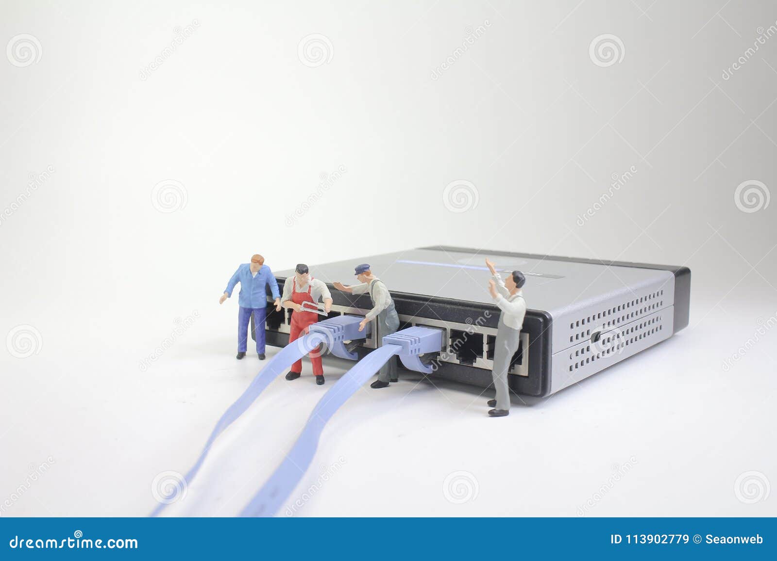 A Network Connection Concept with Small Figure Stock Image - Image of ...