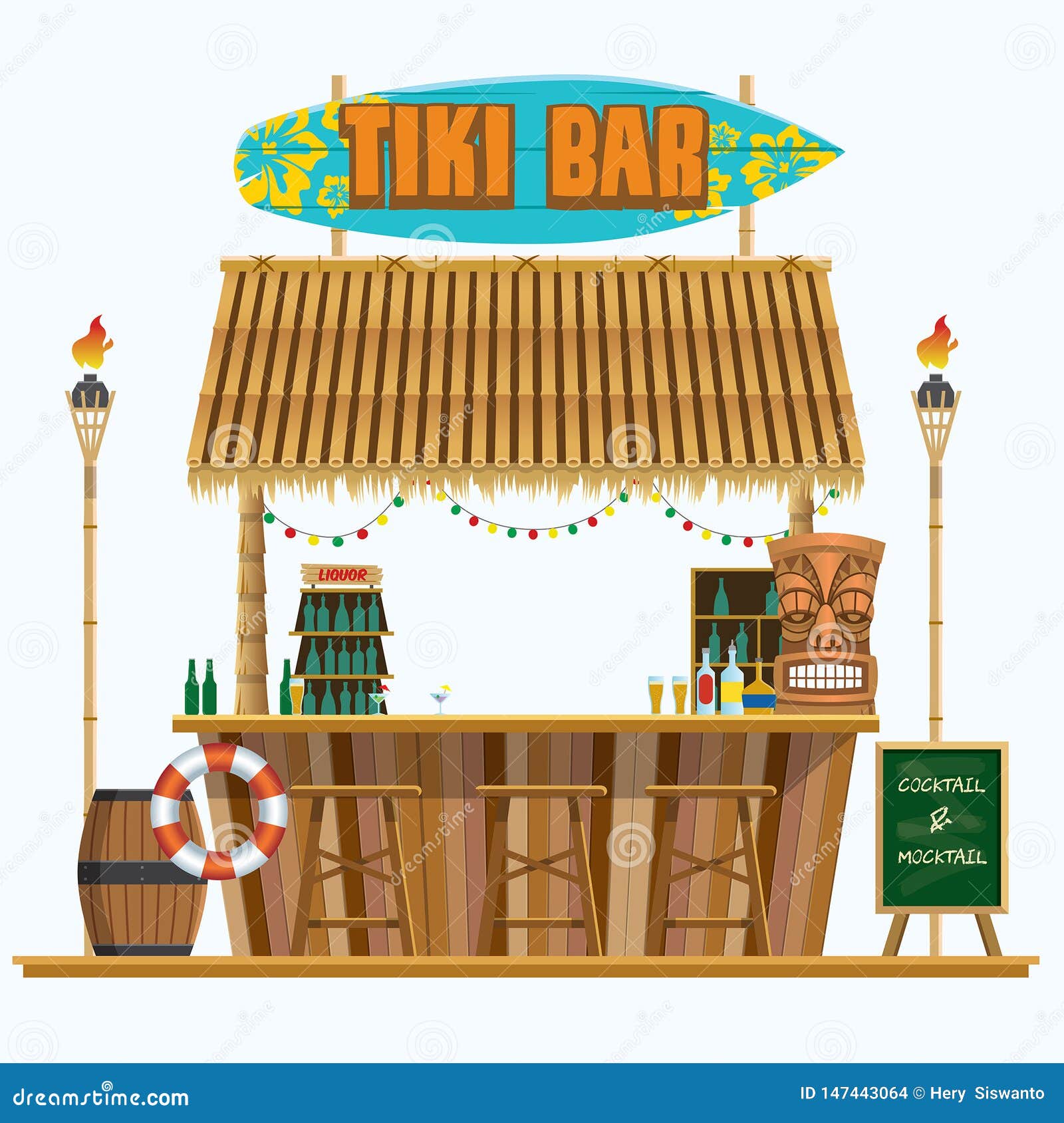 Tropical Beach Mini Tiki Bar Stock Vector - Illustration of mini ...