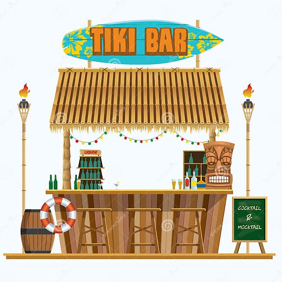Tropical Beach Mini Tiki Bar Stock Vector - Illustration of mini ...