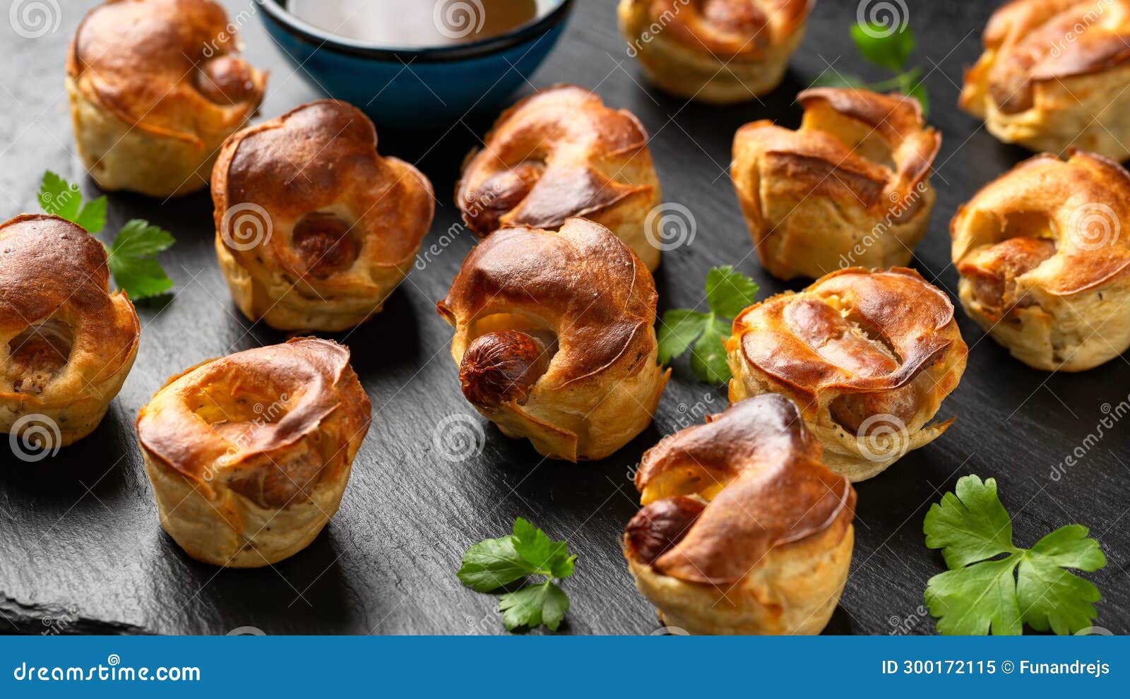 Mini Toad in the Hole, Baked Sausages in Yorkshire Pudding with Gravy ...