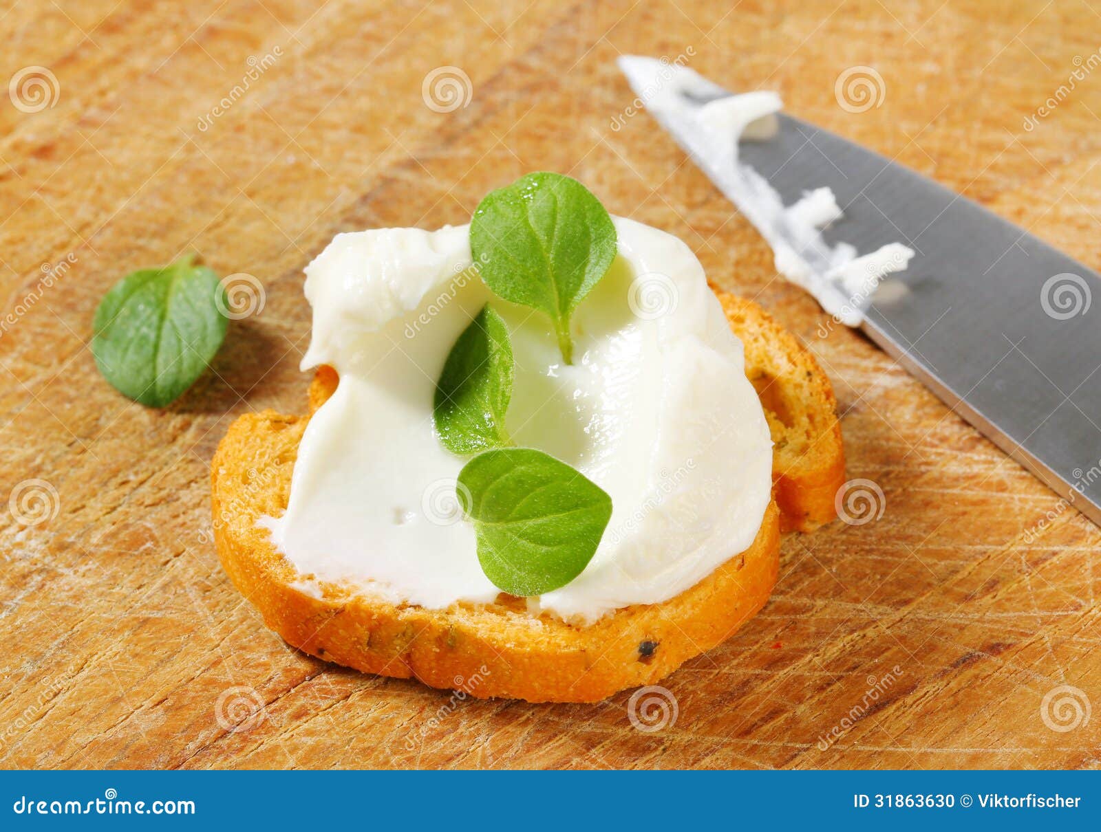 Mini Toast with Cream Cheese Stock Photo - Image of appetizer, cutting ...