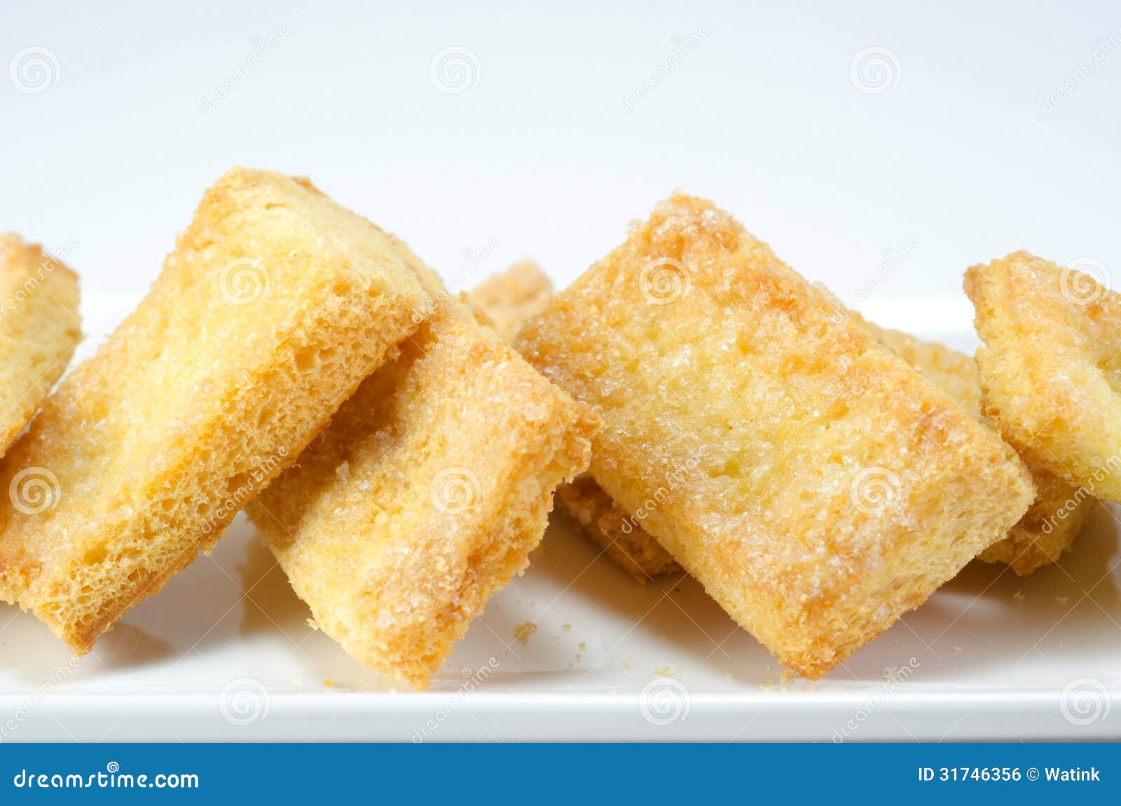 Mini Toasts with Sugar Close Up Stock Photo - Image of grain, biscotes ...