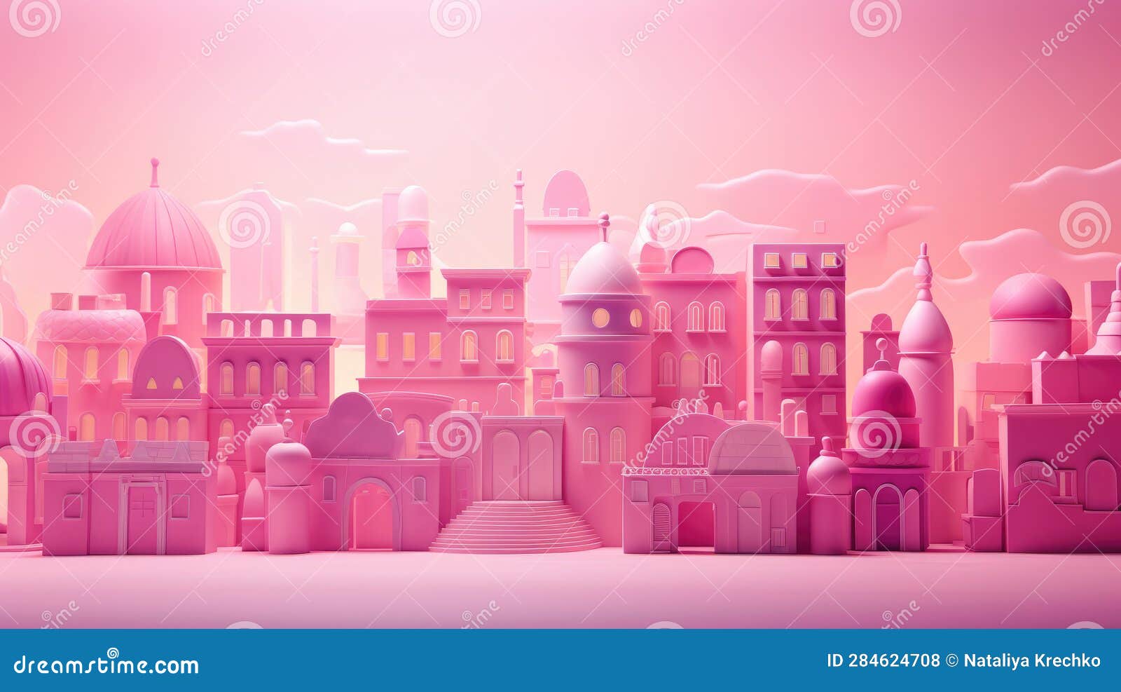 Mini Toy City Concept Isolated on Pink. Toy Constructor - Girly Pink ...