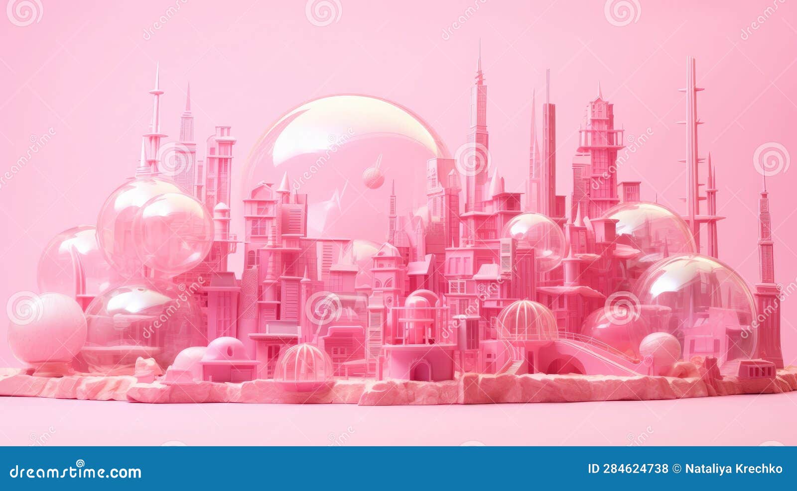 Mini Toy City Concept Isolated on Pink. Toy Constructor - Girly Pink ...