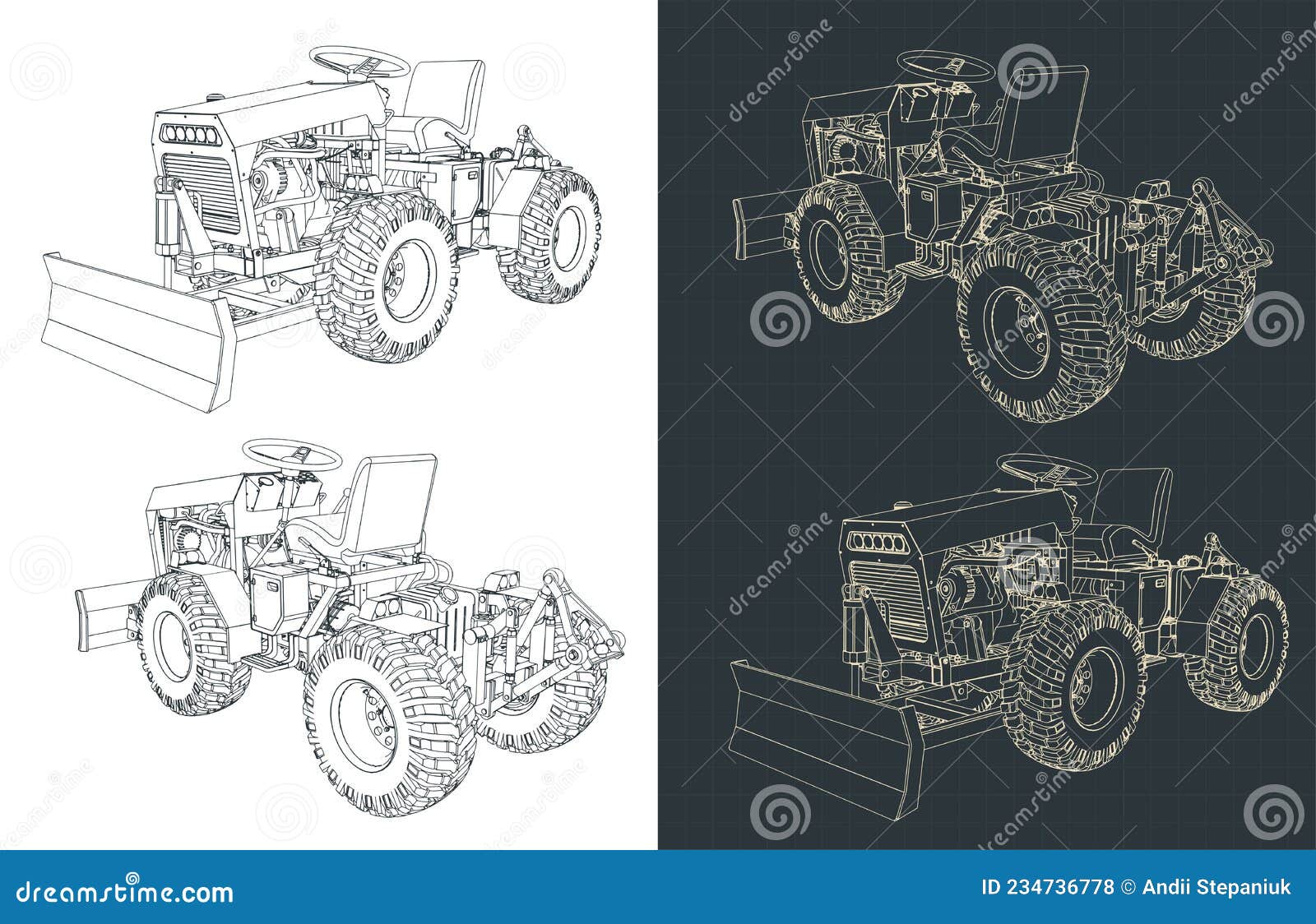 Mini tractor drawings stock vector. Illustration of farm - 234736778