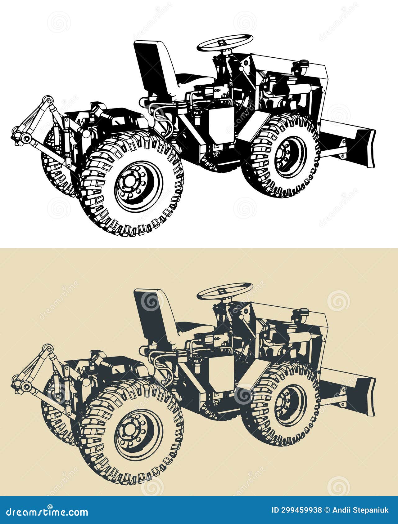 Mini tractor illustrations stock vector. Illustration of design - 299459938