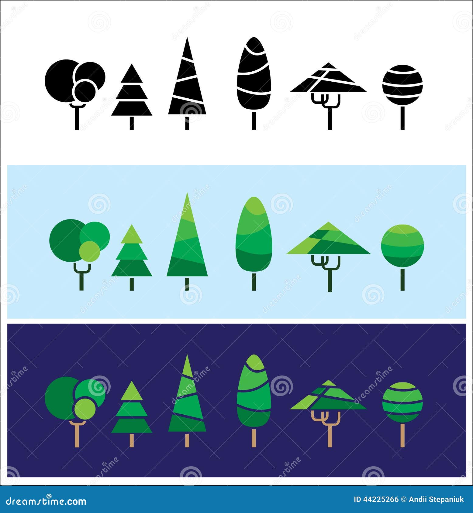 Mini trees stock vector. Illustration of graphic, decorative - 44225266