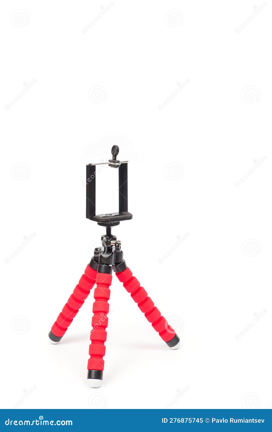 Mini Tripod with Flexible Red Legs and Mobile Phone Holder Stock ...