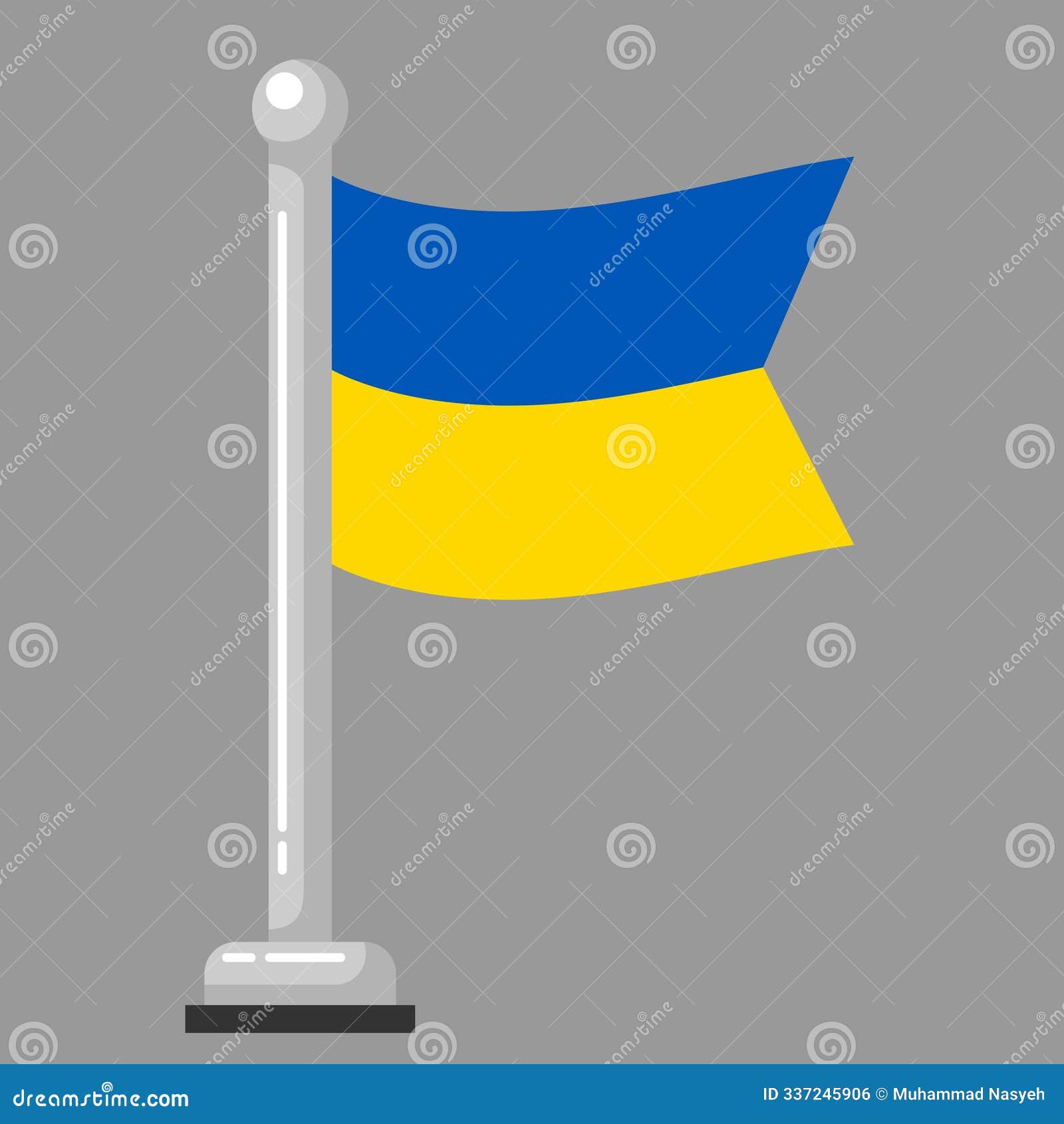 Mini Ukraine Flag Icon. Waving Flag on Pole, Isolated on Grey ...
