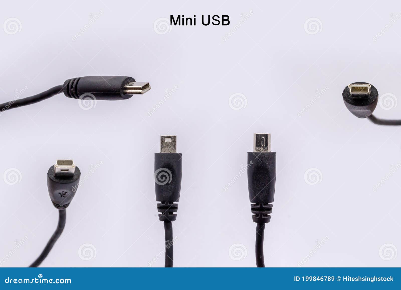 Mini USB Cable from Different Angles Isolated Against White Background ...