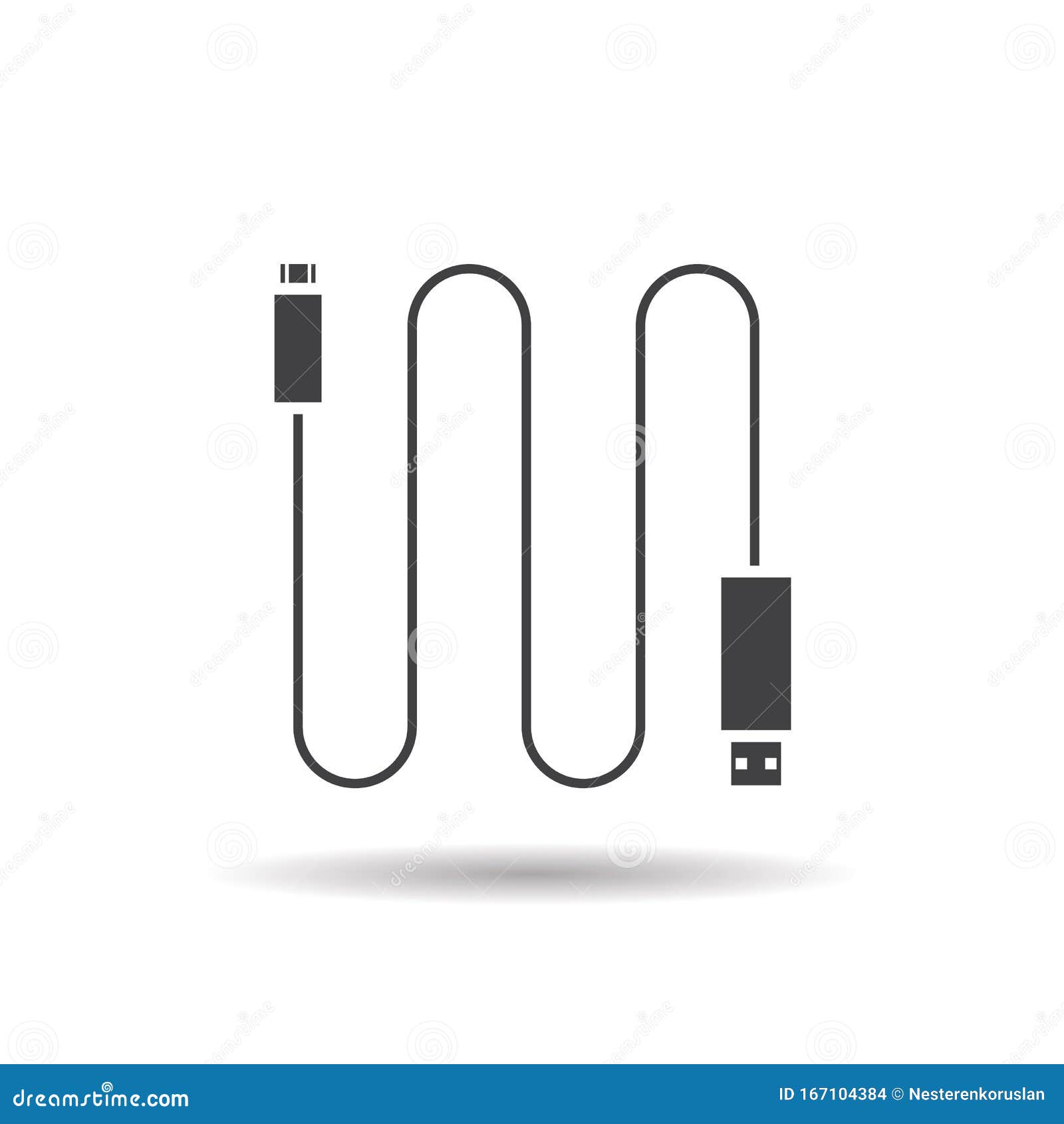 Mini USB cable icon stock vector. Illustration of drop - 167104384