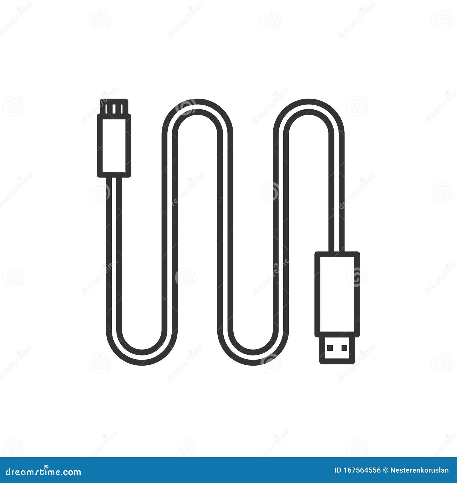 Mini USB cable linear icon stock vector. Illustration of exchange ...