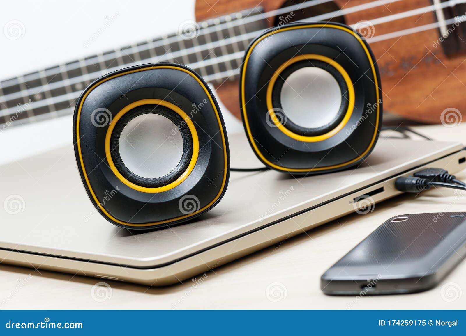 Mini usb speakers stock image. Image of song, stereo - 174259175