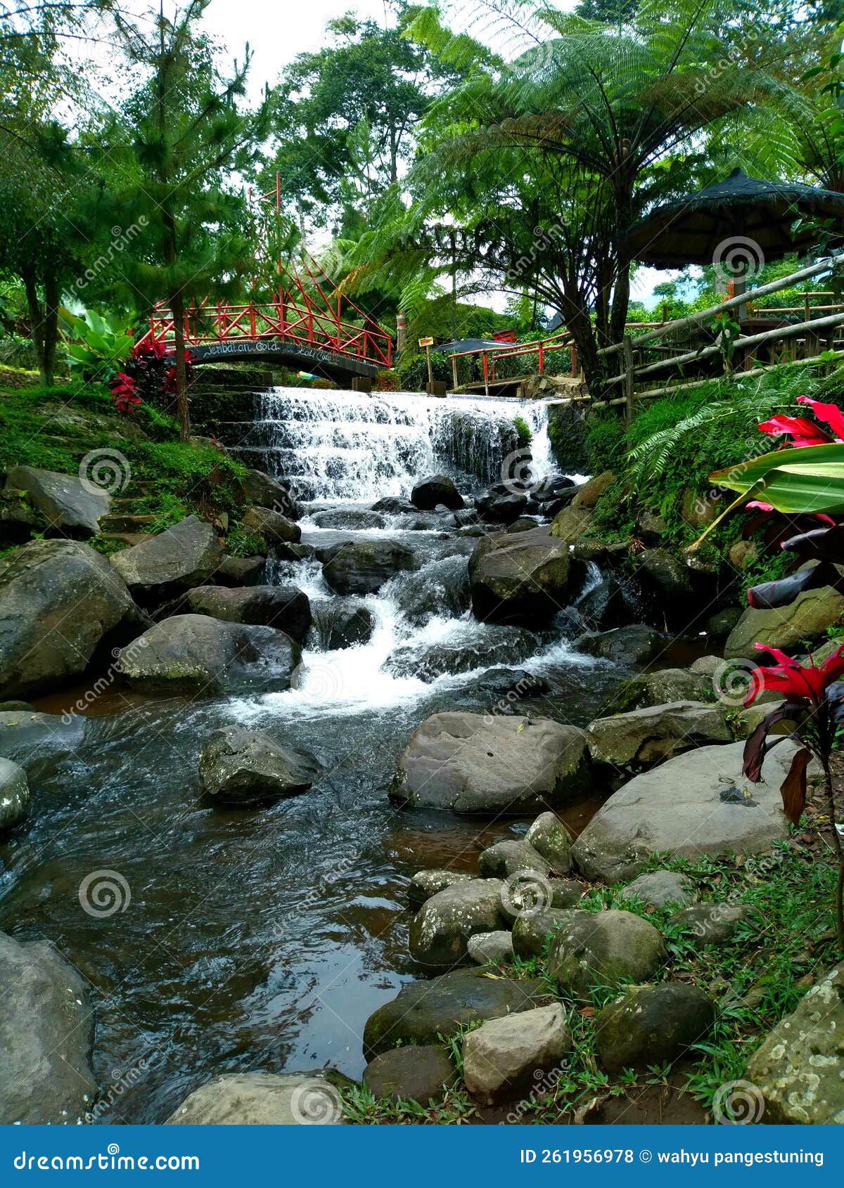 Mini waterfall stock photo. Image of kemuning, garden - 261956978