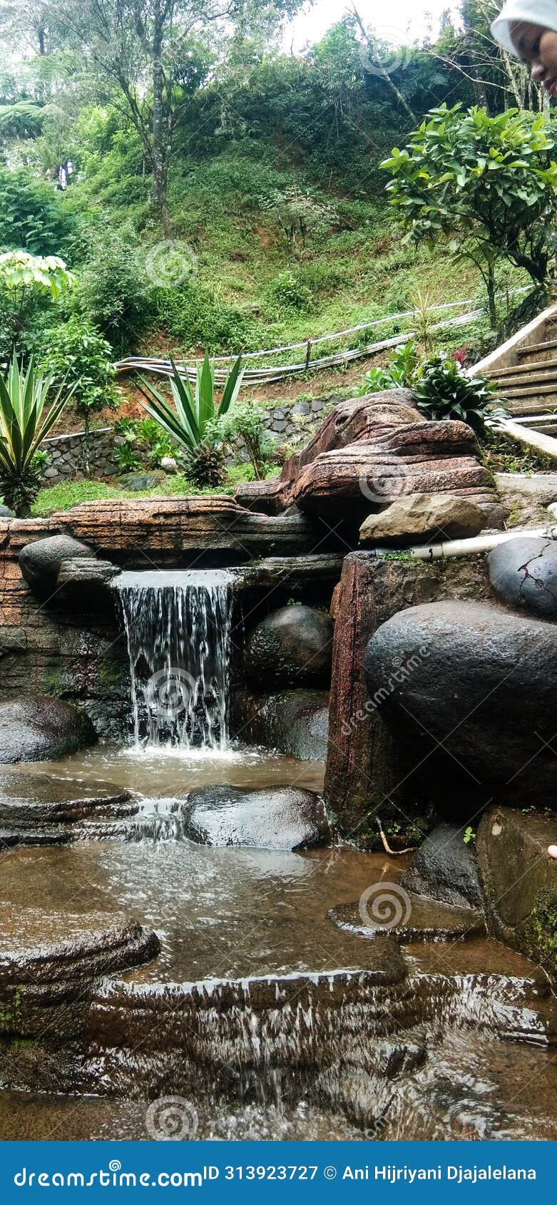 Mini waterfall river stock image. Image of yard, tree - 313923727