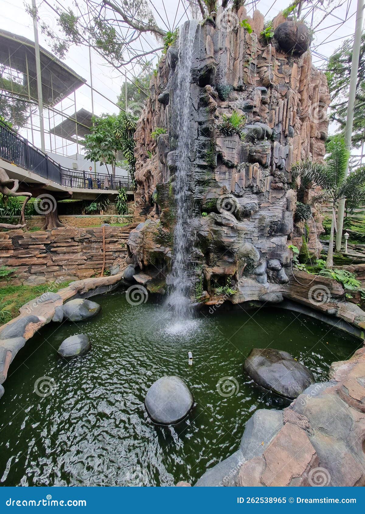 Mini Waterfall in the zoo stock image. Image of rock - 262538965