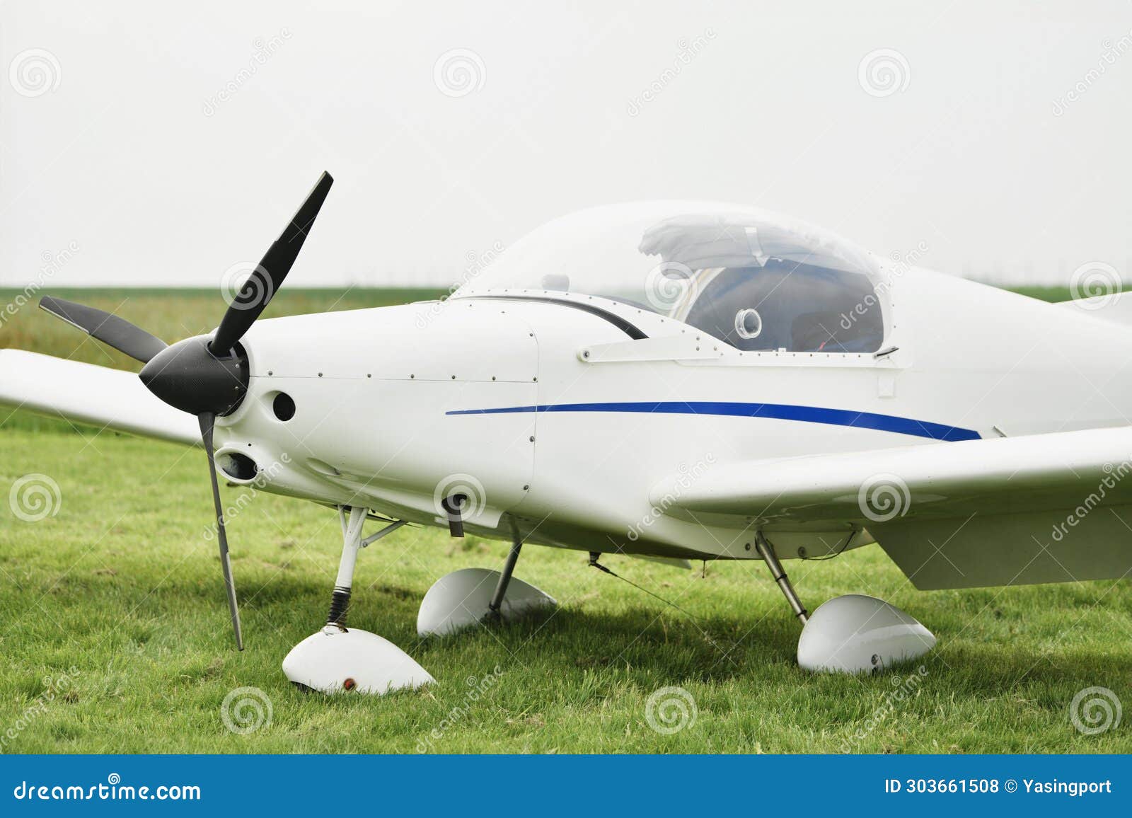 Mini White Airplane at the Airfield Stock Photo - Image of gyroplane ...
