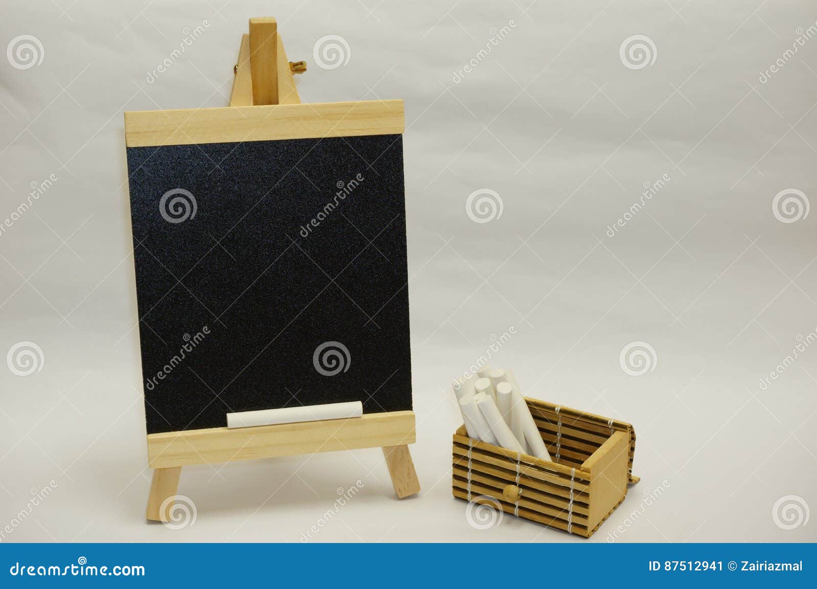 Mini Wooden Blackboard with Chalk Stock Image - Image of copy, text ...