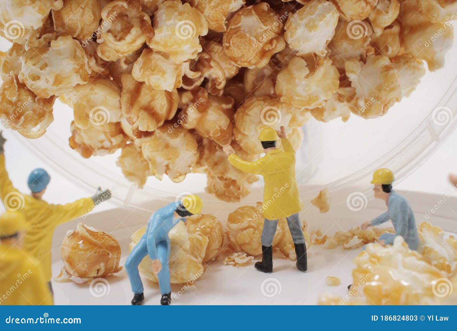 A Mini Worker Figure Face the Throw Popcorn Stock Image - Image of ...