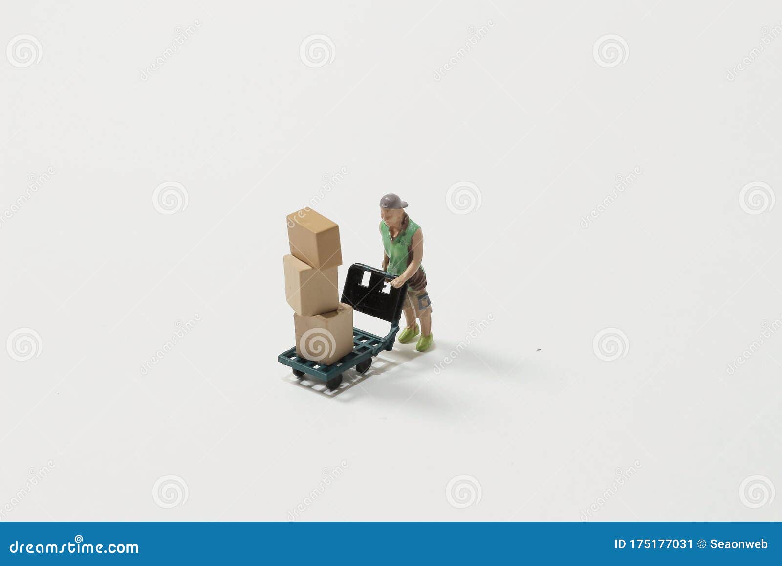 A Mini Worker Figure Move the Products Stock Image - Image of carry ...