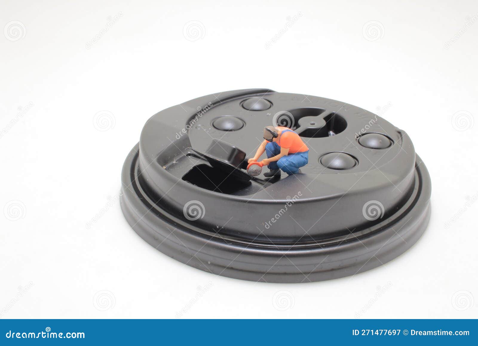 Mini Worker Figure on Working with Tool Stock Image - Image of nail ...
