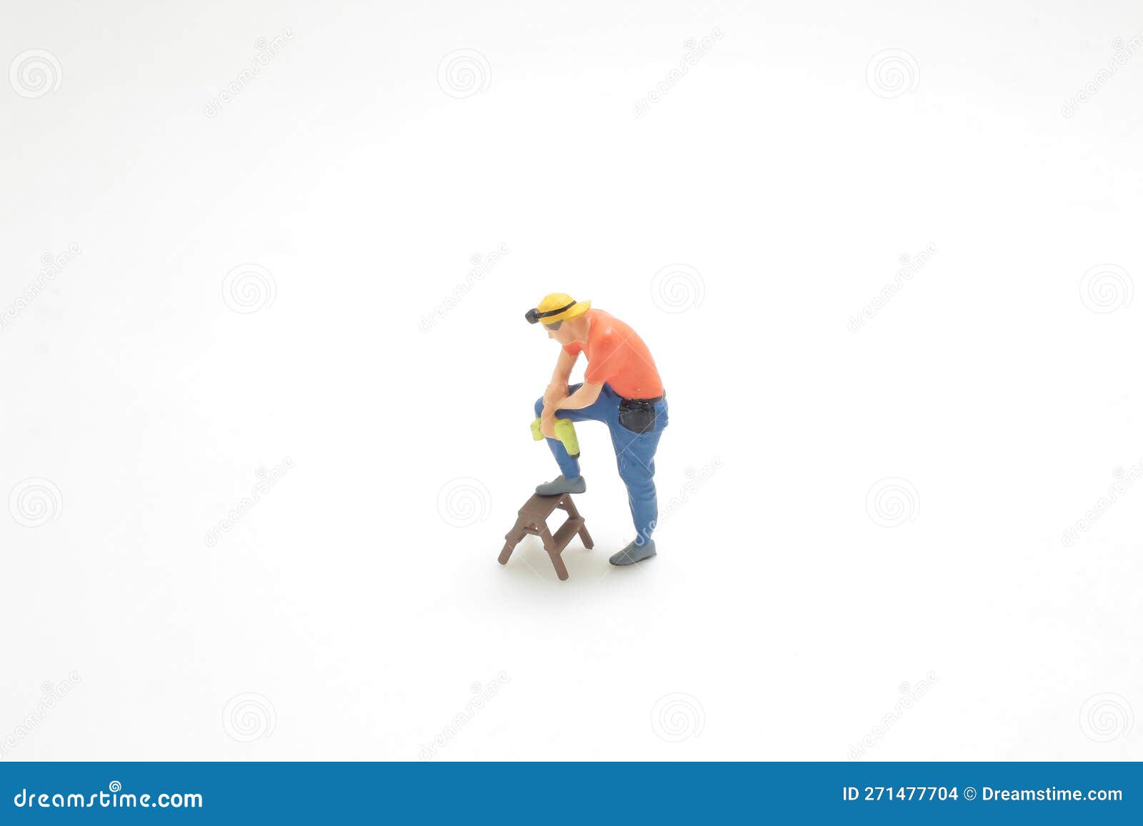 Mini Worker Figure on Working with Tool Stock Photo - Image of ...