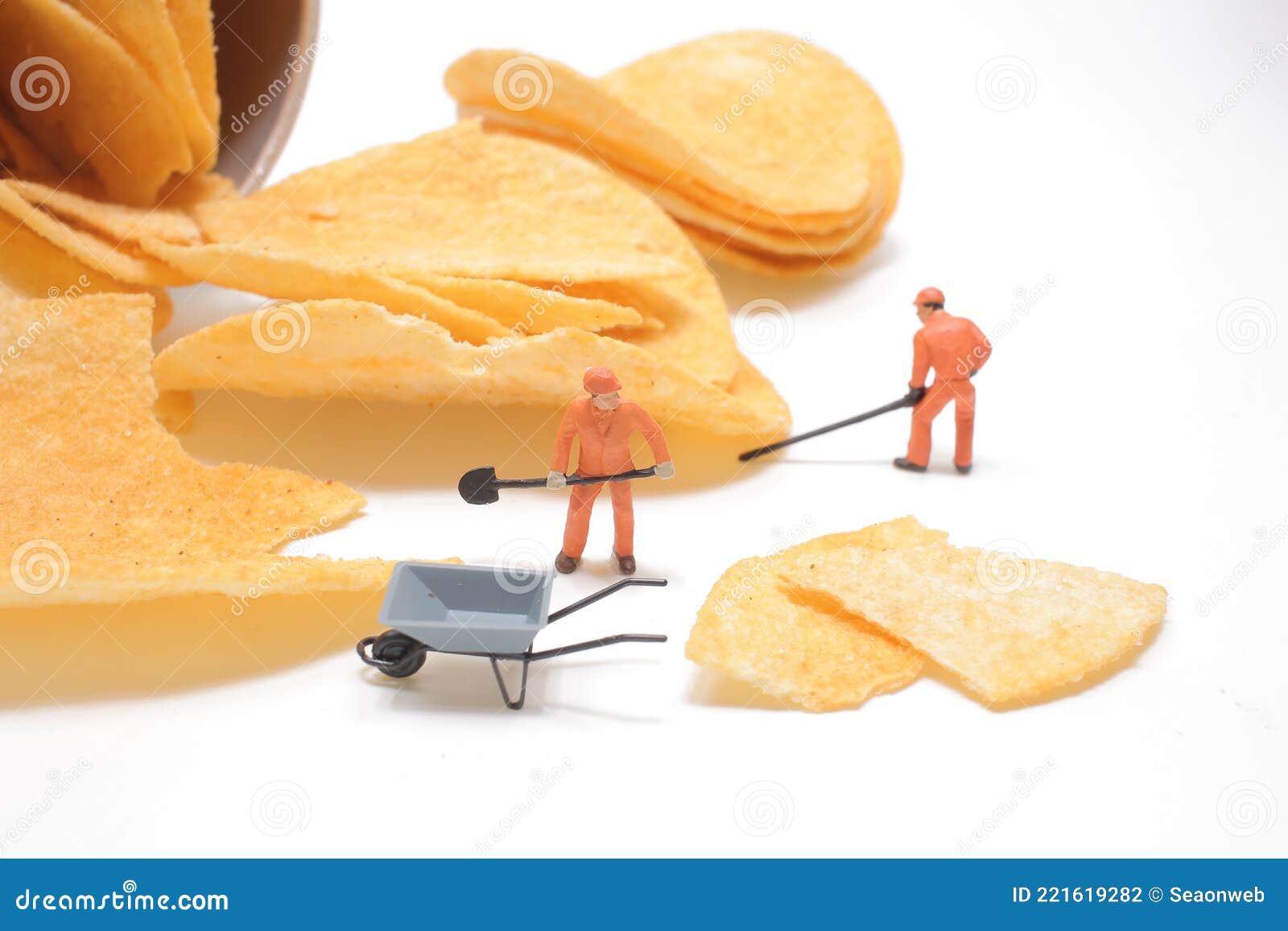A Mini Worker are Working with Potato Chips Stock Photo - Image of ...