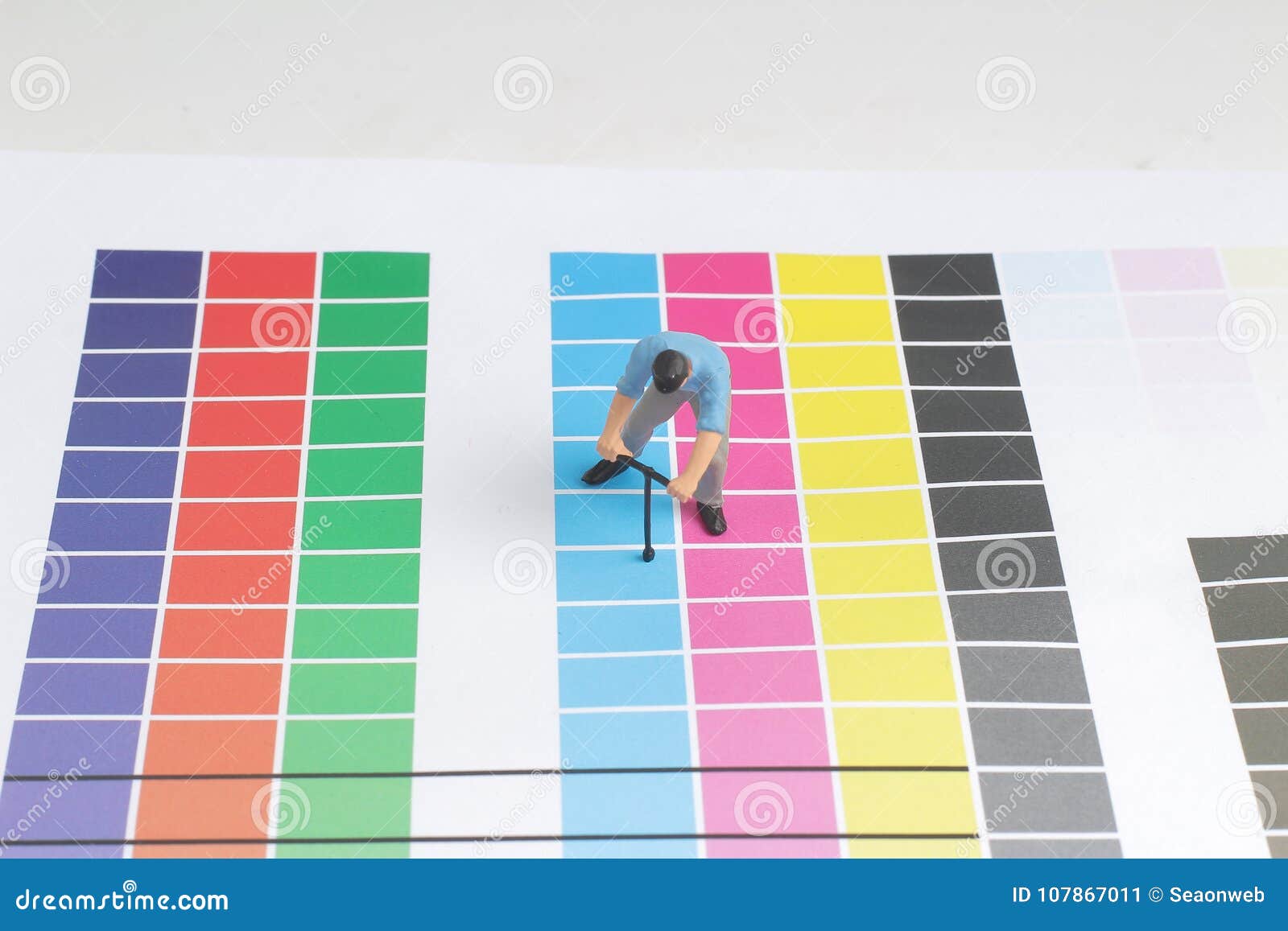 The Mini Workers on Top of Testing the Color Bar Stock Image - Image of ...