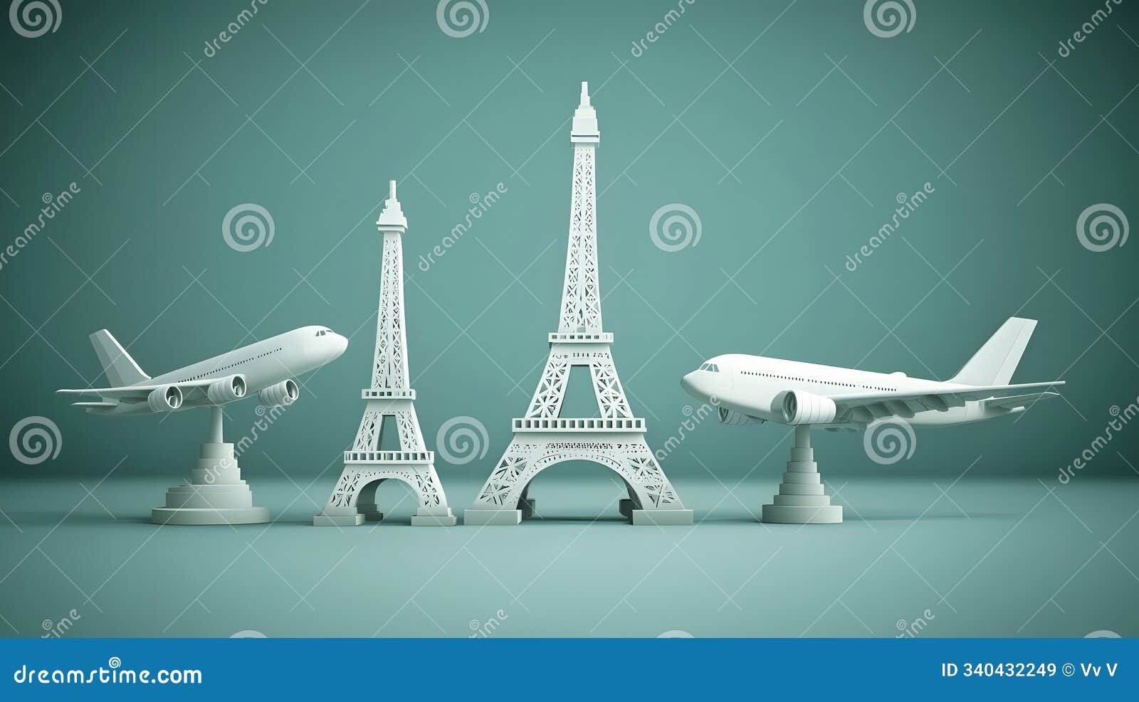 Miniature Airplanes and Eiffel Tower Models in White Stock Image ...