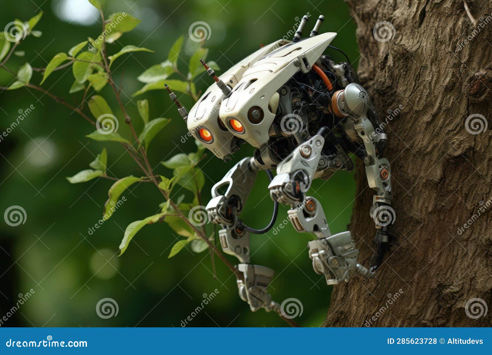 Miniature Biohybrid Robot Climbing a Tree Stock Illustration ...