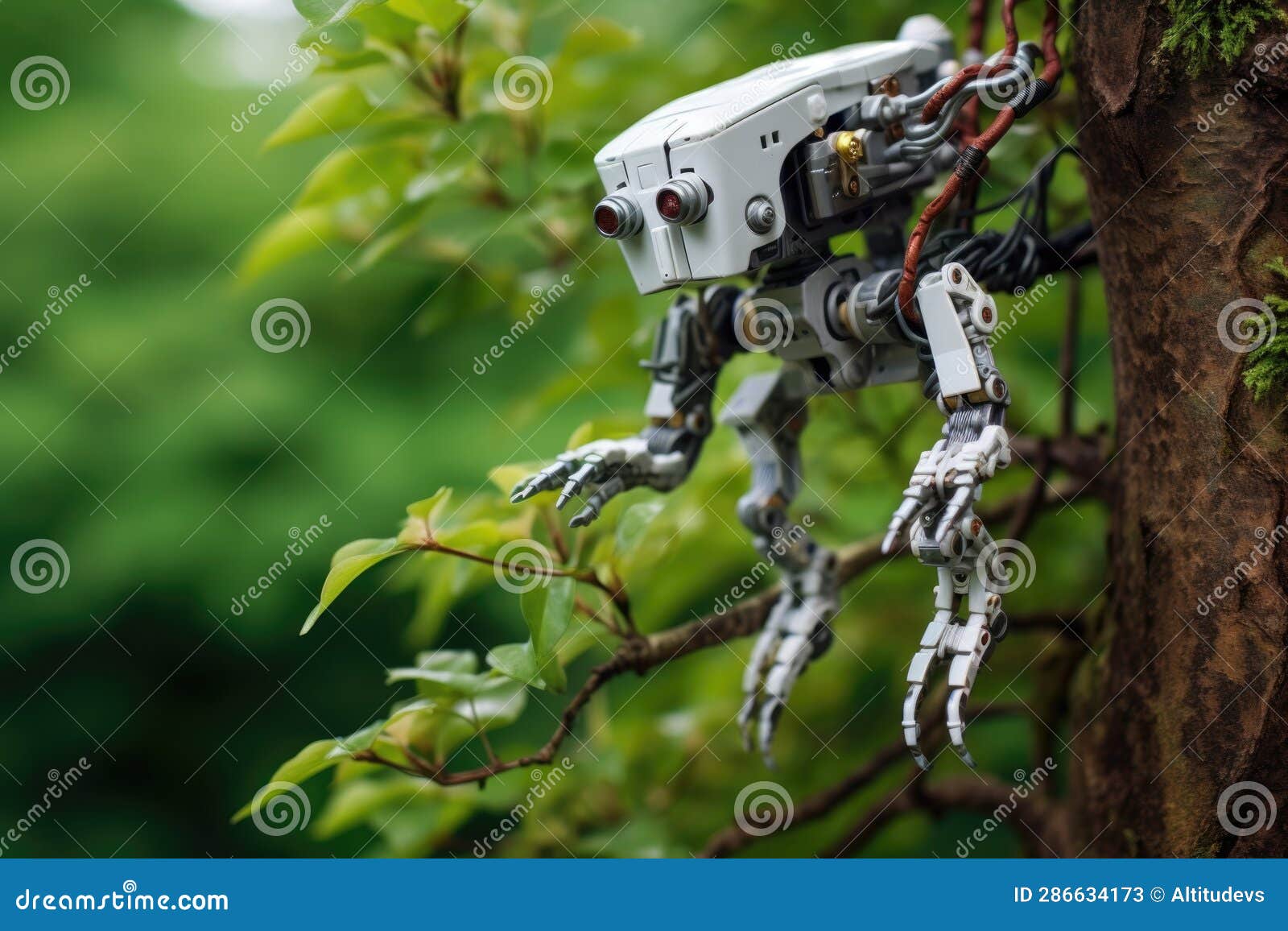 Miniature Biohybrid Robot Climbing a Tree Stock Image - Image of ...