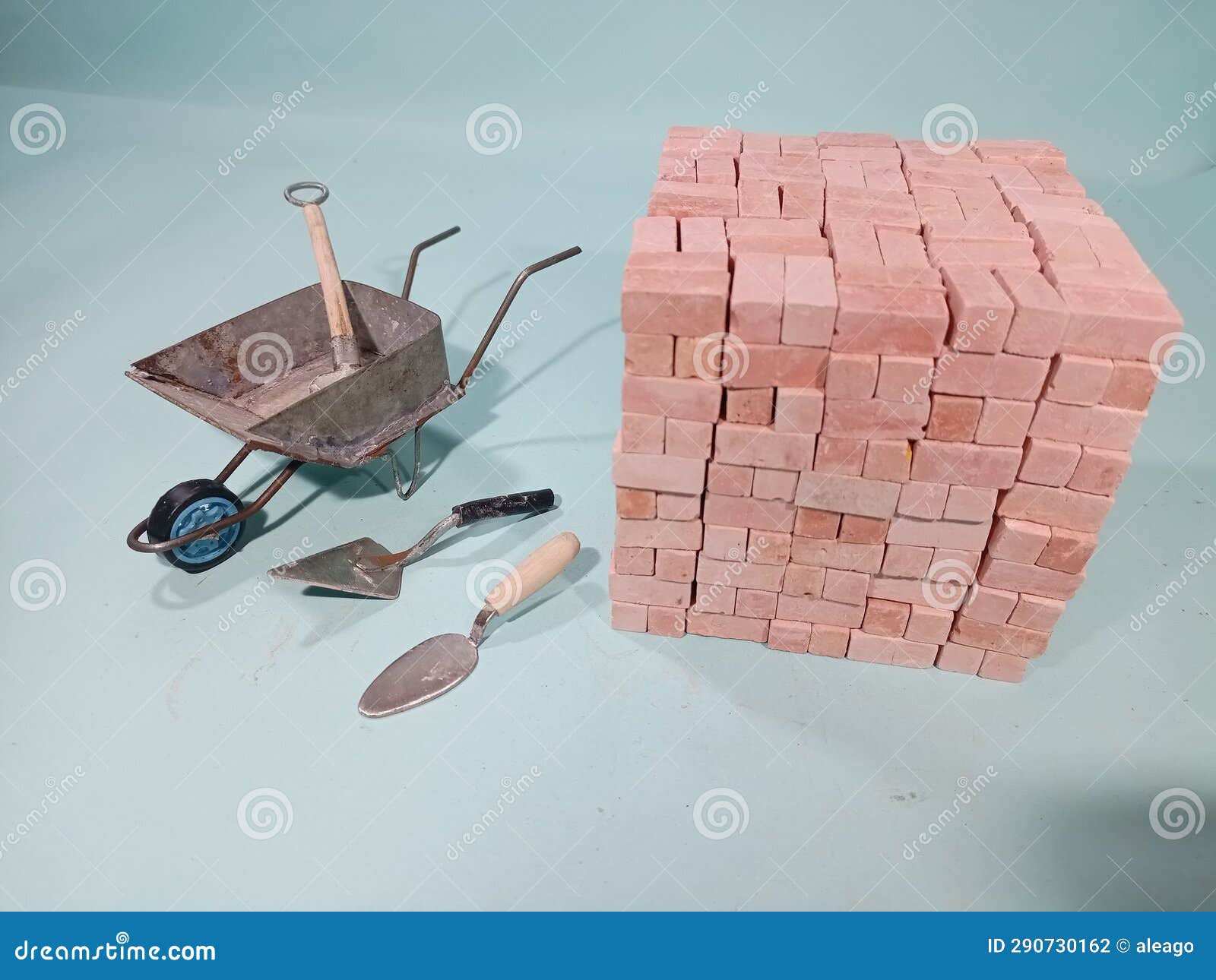 Miniature Brick and Wheelbarrow Stock Photo - Image of brick ...