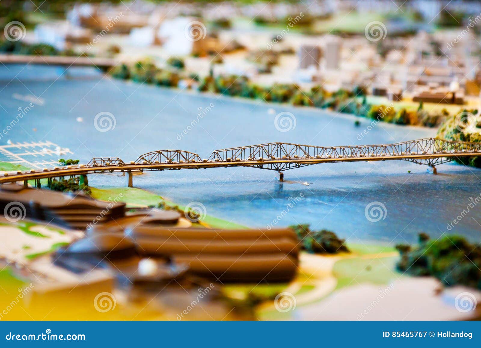 Miniature Bridge and the City Stock Image - Image of aerial, miniature ...