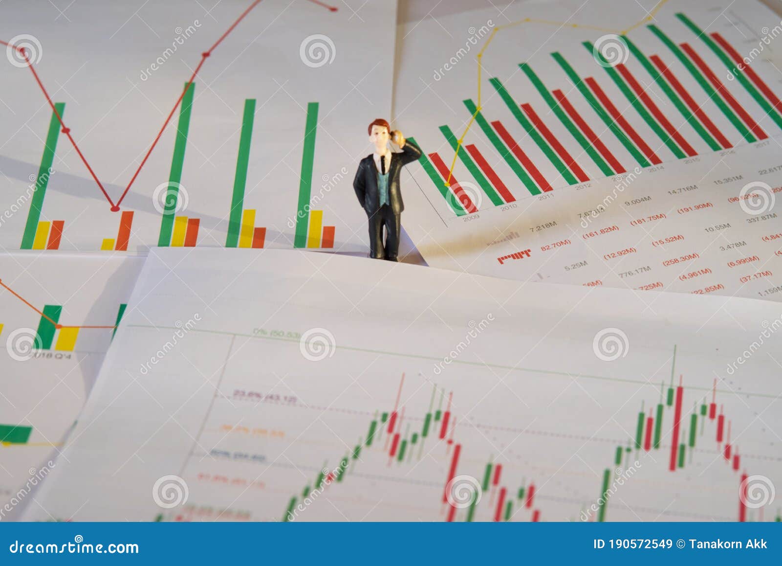 Miniature Business People and Business Financial Graph Data, Business ...