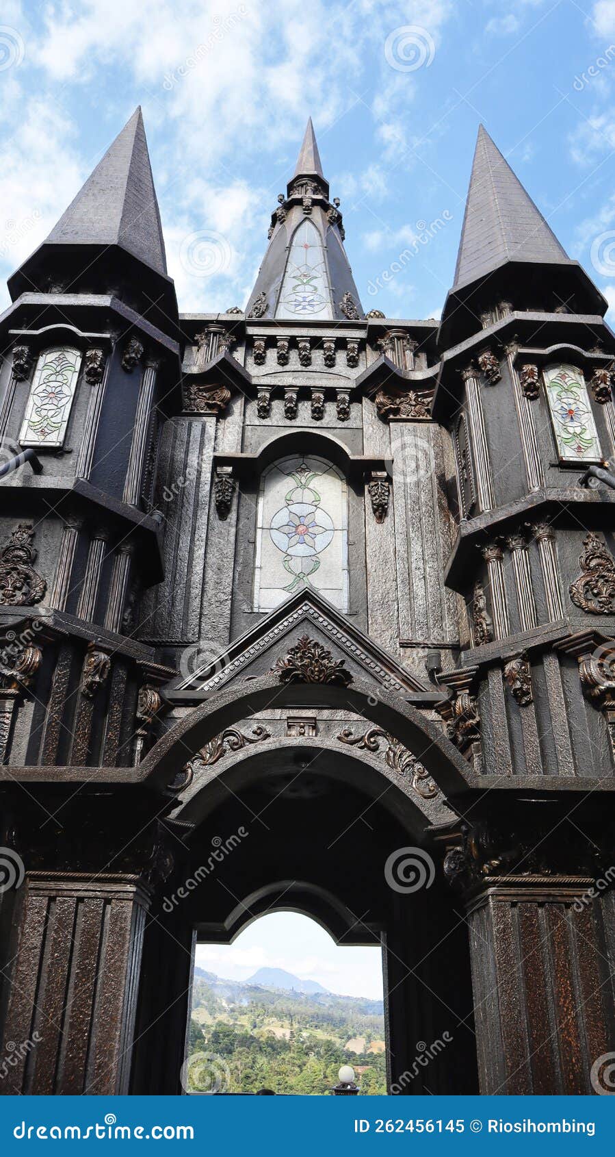 Miniature Castle with Medieval Exterior Soaring into the Sky with Blue ...