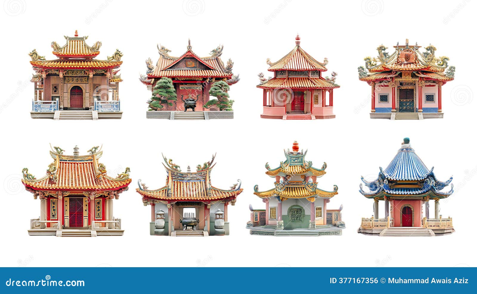Miniature Chinese Temples On Transparent Background Royalty-Free Stock ...
