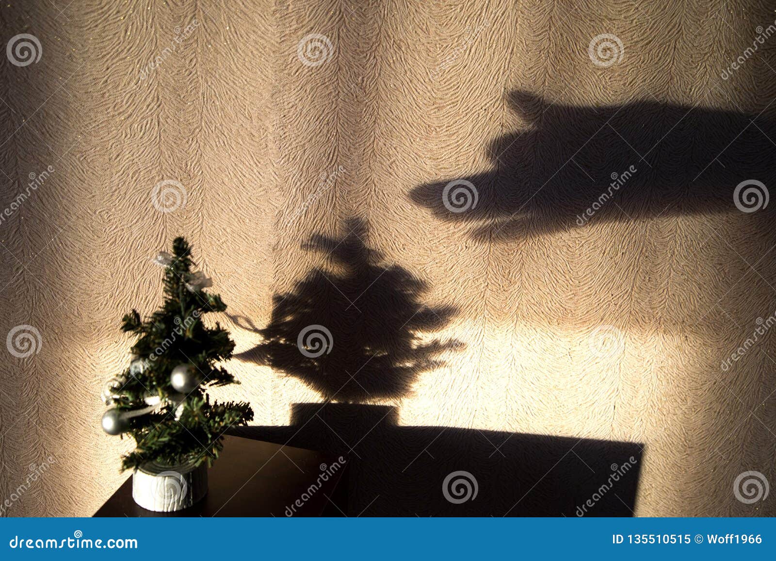 Miniature Christmas Tree with a Shadow Stock Image - Image of figure ...