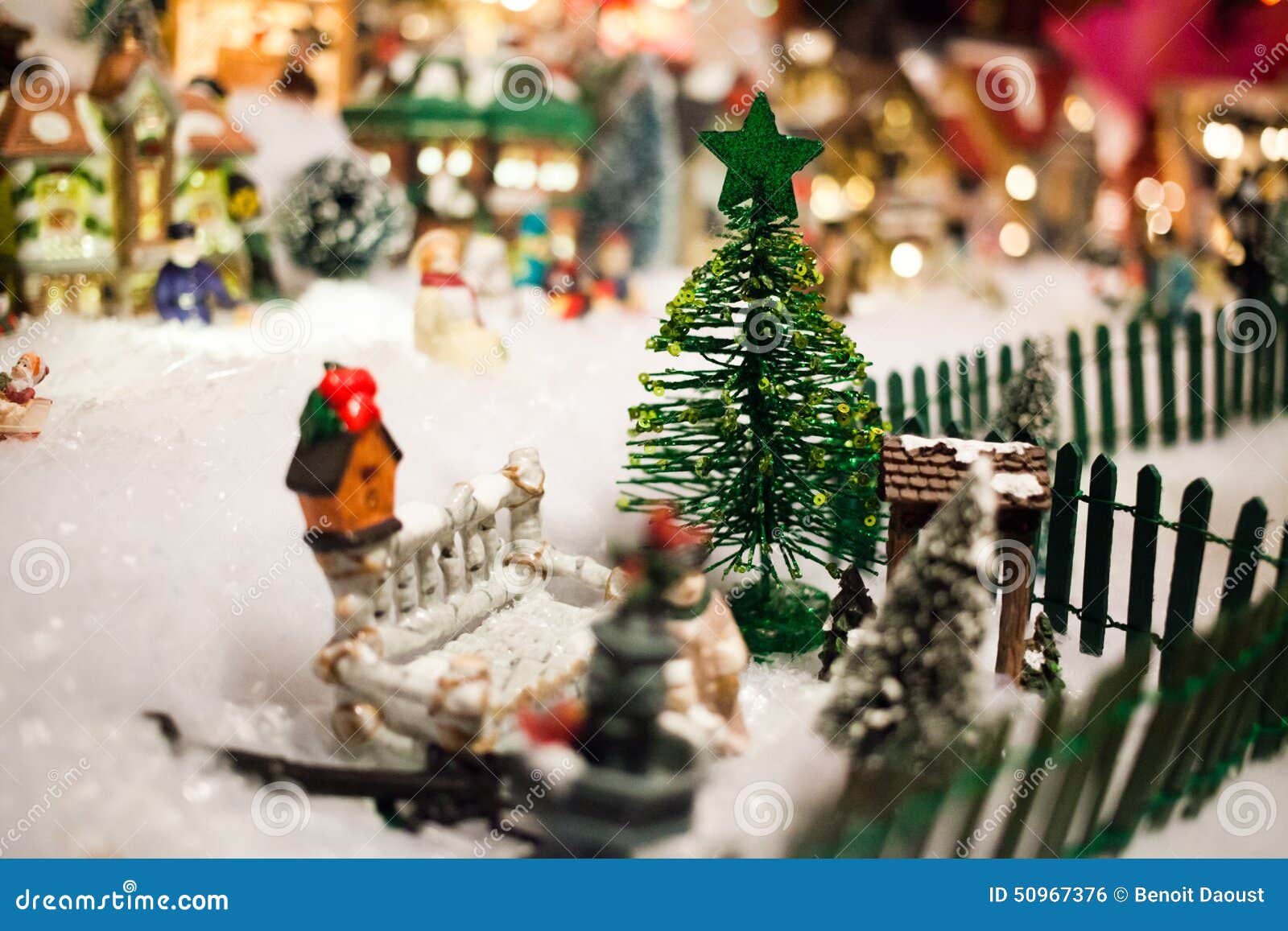 Miniature Christmas Scene Of Two People In A Train Station Waiting On ...