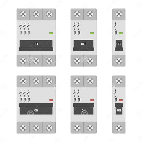 Miniature Circuit Breakers for DIN Rail Mount Stock Illustration ...