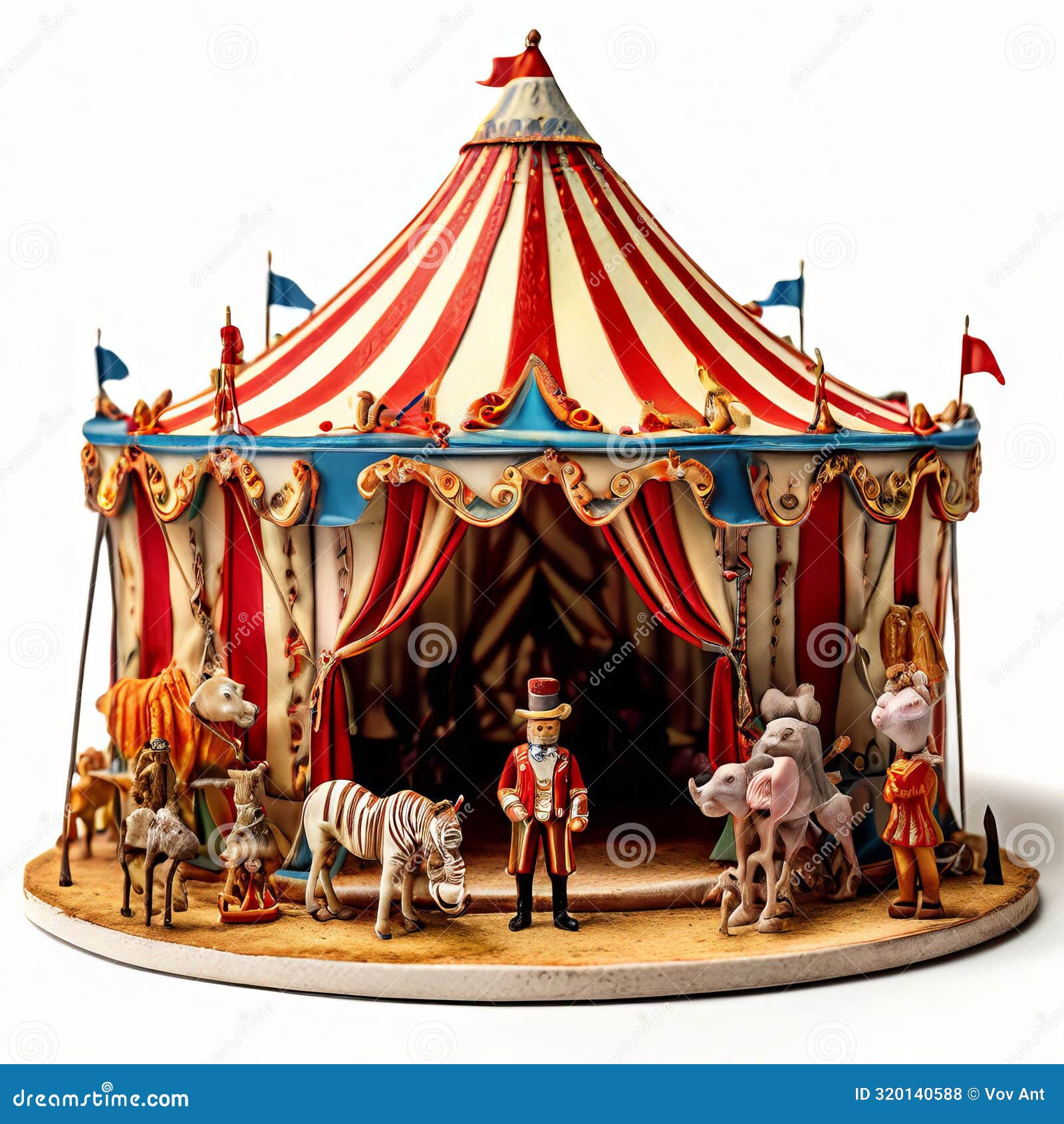 A Miniature Circus Tent with a Tiny Ringmaster and Cir Stock ...
