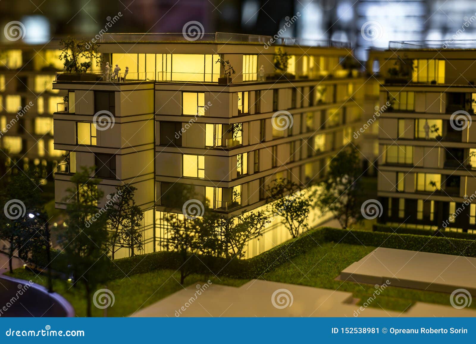 Miniature City with Apartment Complex Building Stock Image - Image of ...