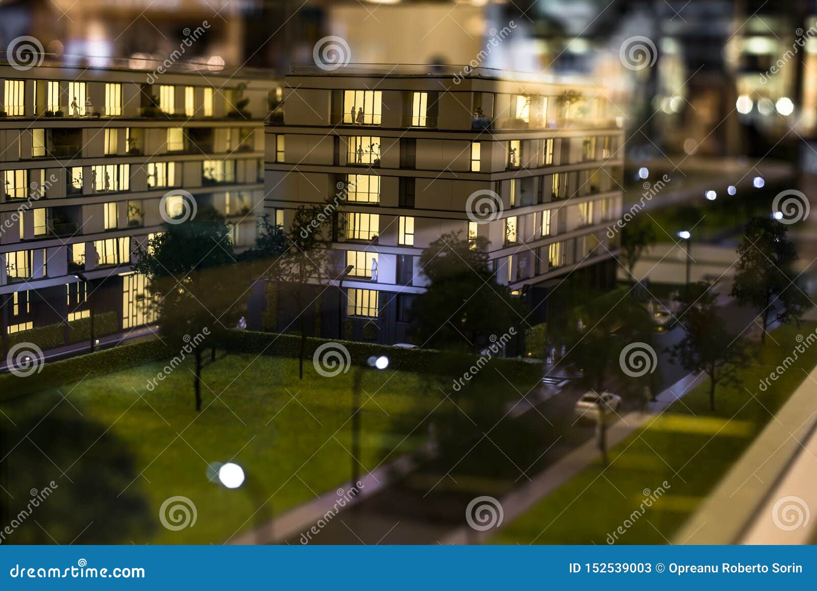 Miniature City with Apartment Complex Building Stock Image - Image of ...