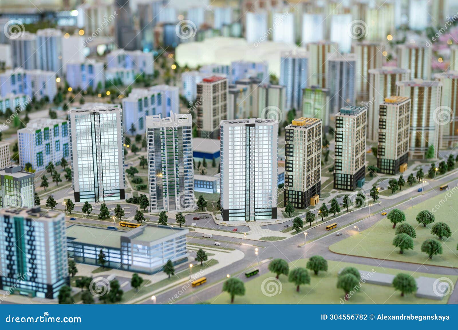 A Miniature City on the Table. Layout of a Block with a Residential ...