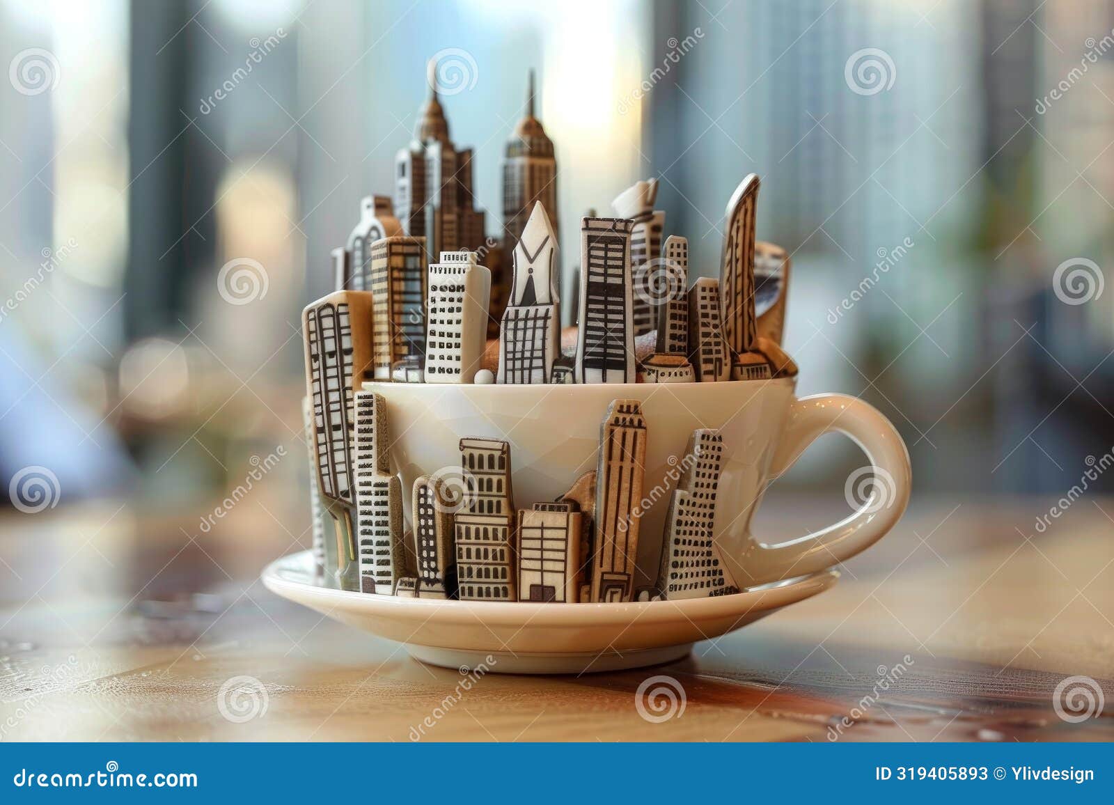 Miniature Cityscape in Coffee Cup Stock Image - Image of planning ...