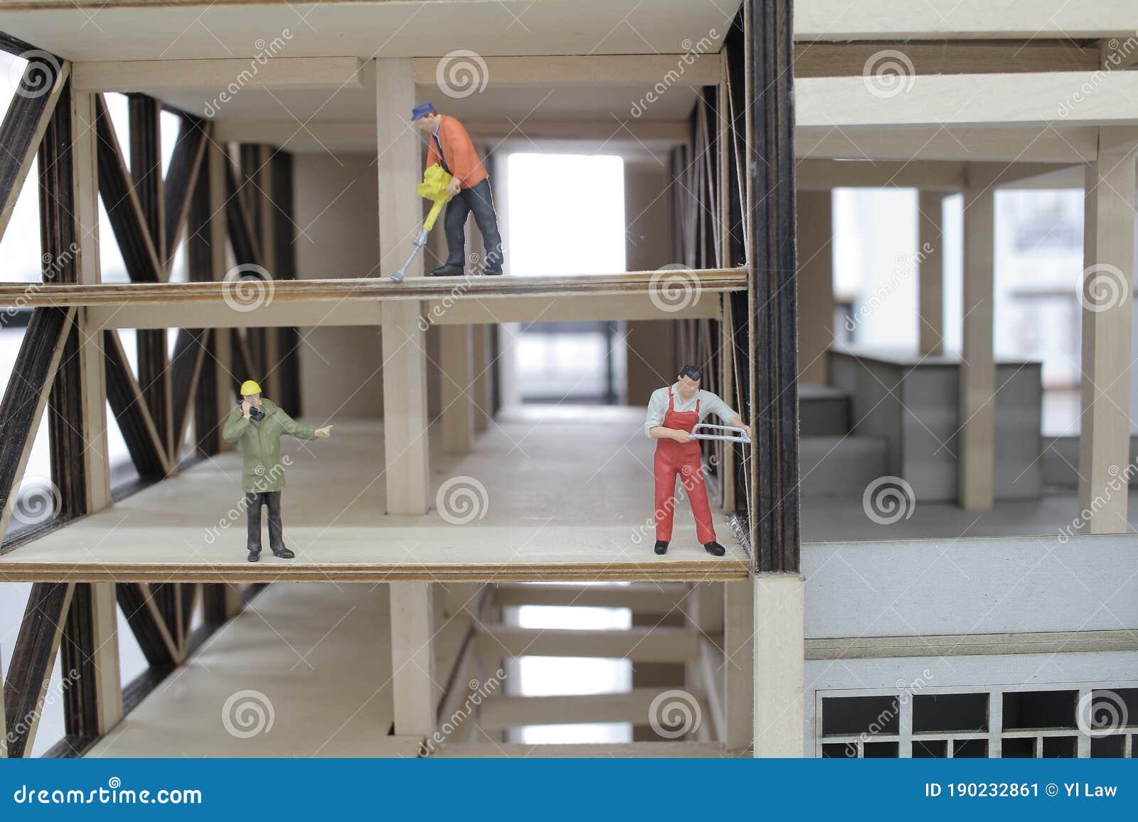 Miniature Construction Workers On Gravel With Tipper Truck Stock ...