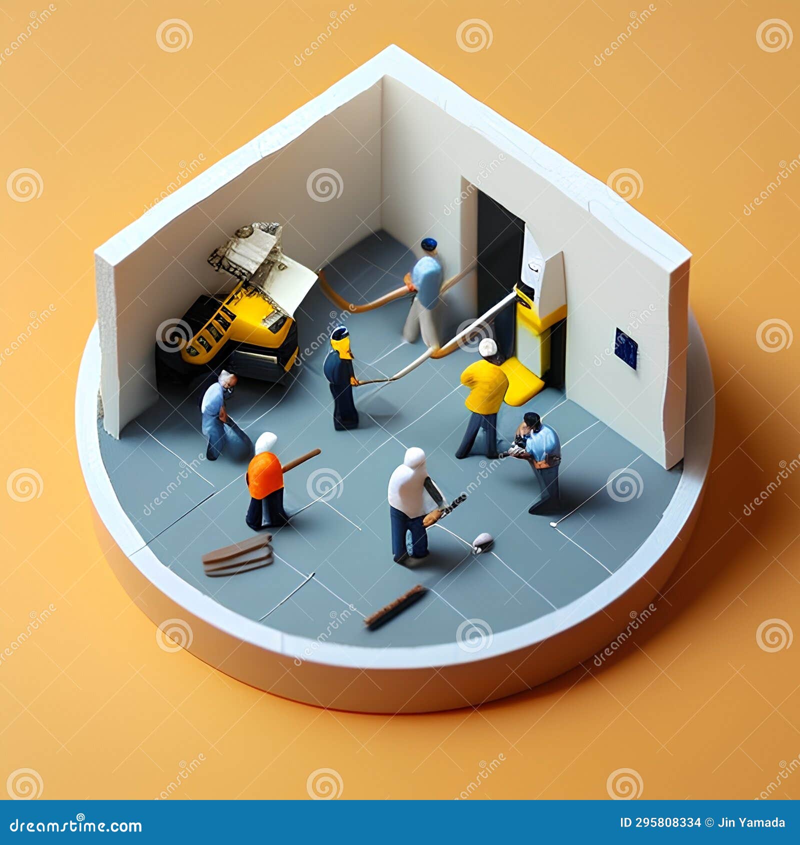 Miniature Construction Workers Construct Architectural Model, Detailed ...