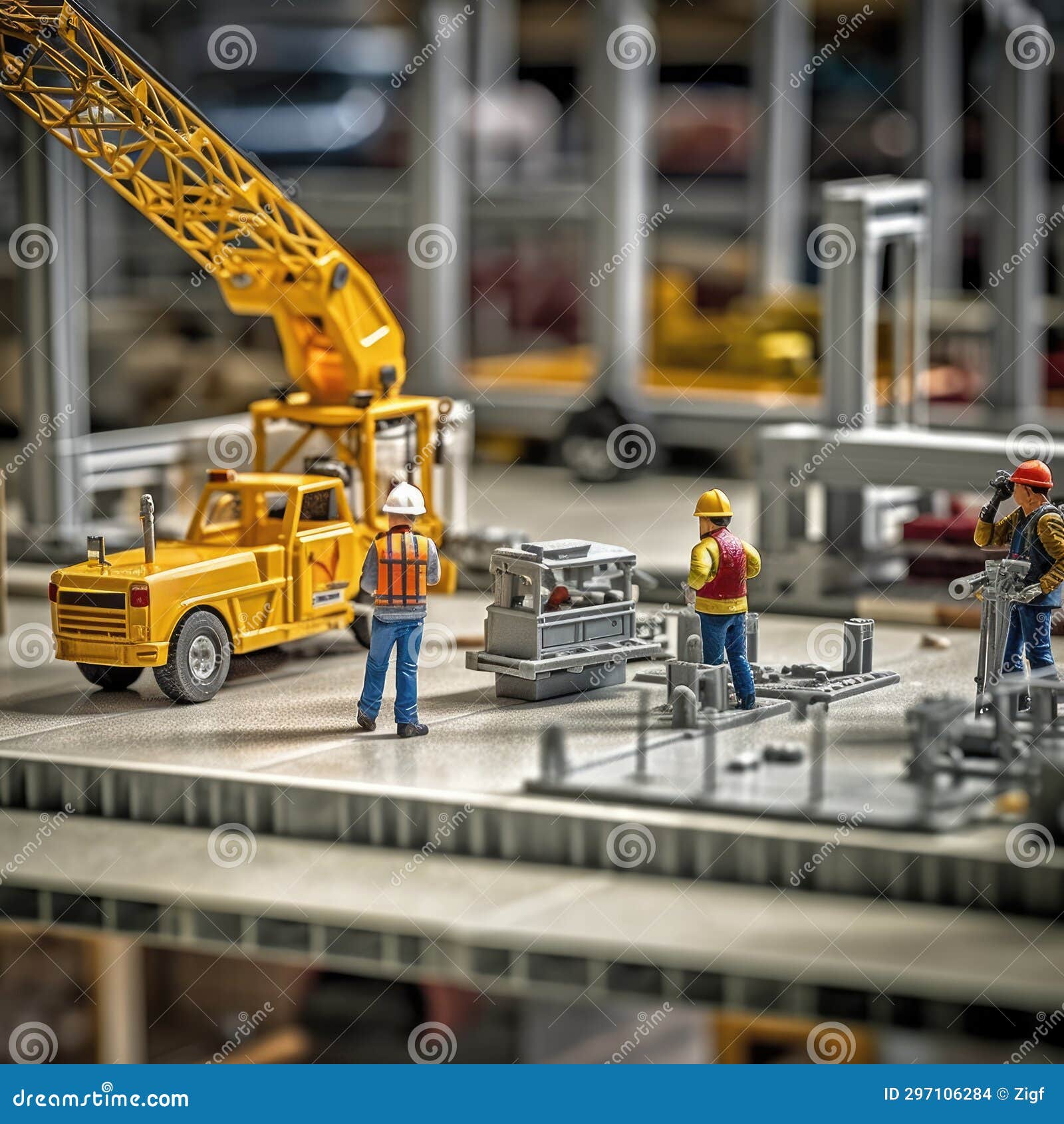 Miniature Construction Workers are Working on Construction Site Stock ...