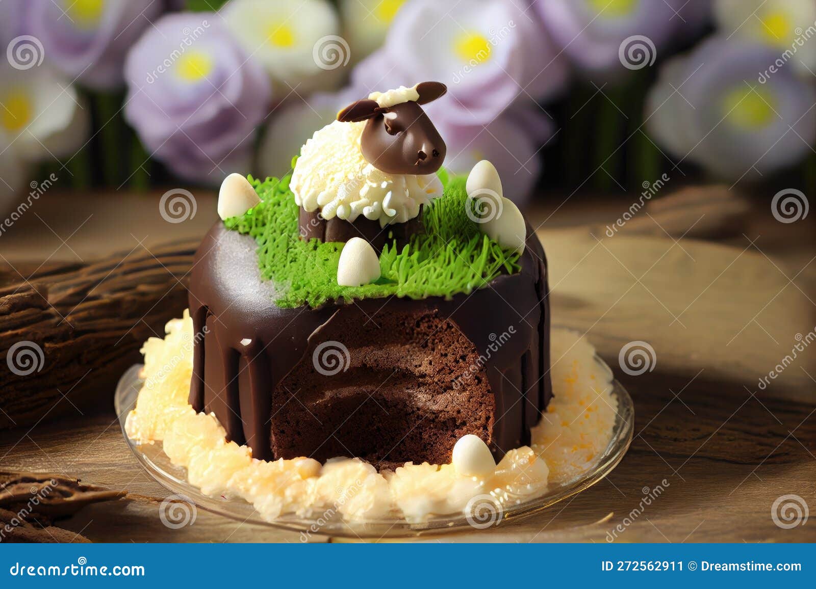 Miniature Dessert in Form of Chocolate Easter Lamb Cake Stock Image ...