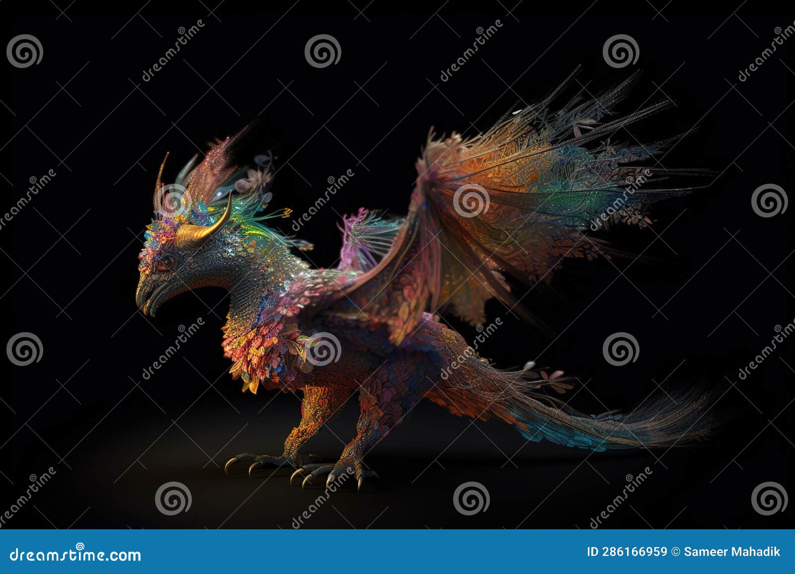 A Miniature Dragon with Hummingbird Wings. Generative AI Stock ...
